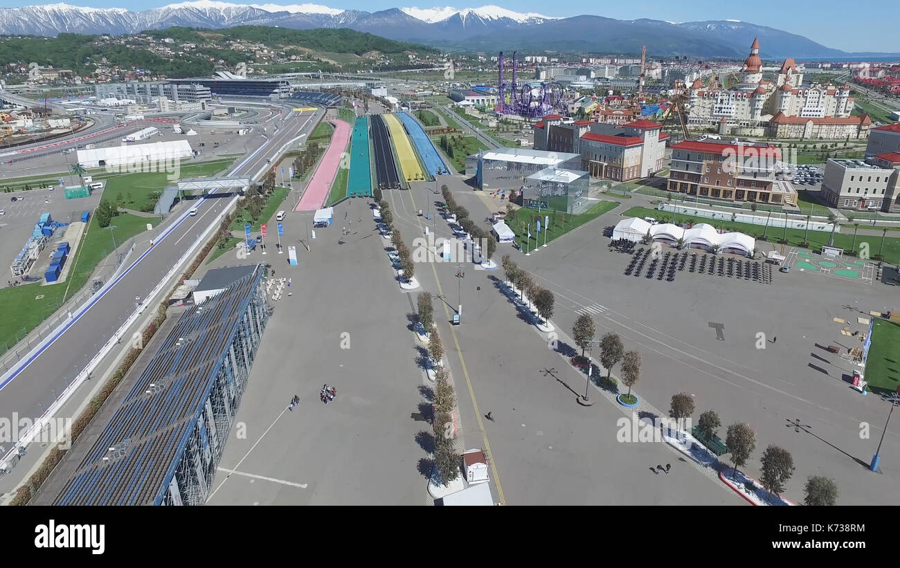 The formula 1 track in Sochi, the Olympic village in Sochi. Building ...