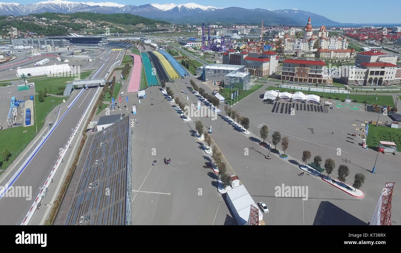 The formula 1 track in Sochi, the Olympic village in Sochi. Building ...