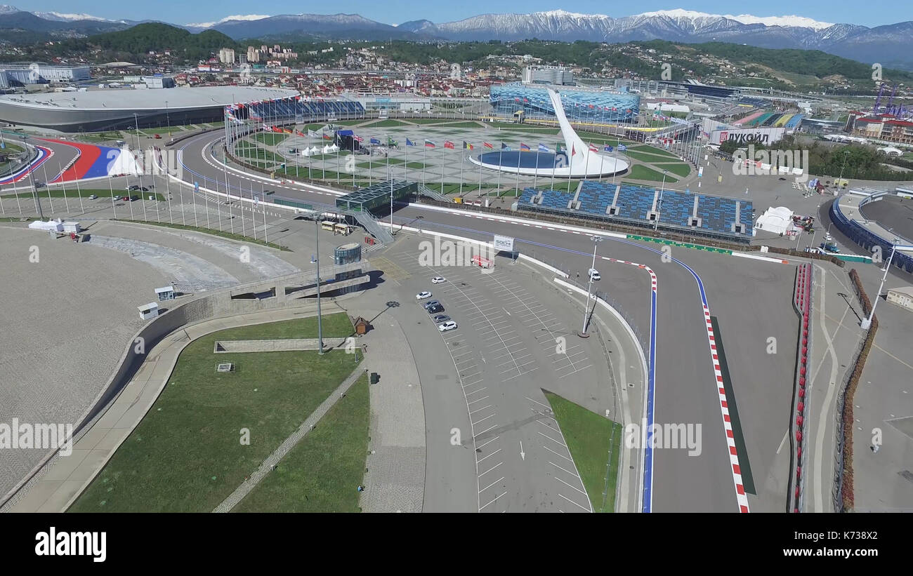 The formula 1 track in Sochi, the Olympic village in Sochi. Building ...