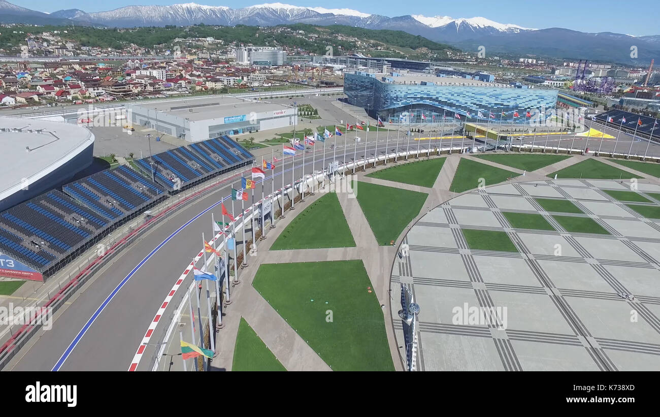 The formula 1 track in Sochi, the Olympic village in Sochi. Building ...