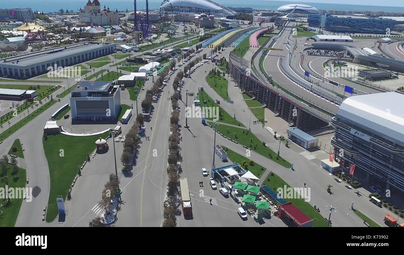 The formula 1 track in Sochi, the Olympic village in Sochi. Building ...