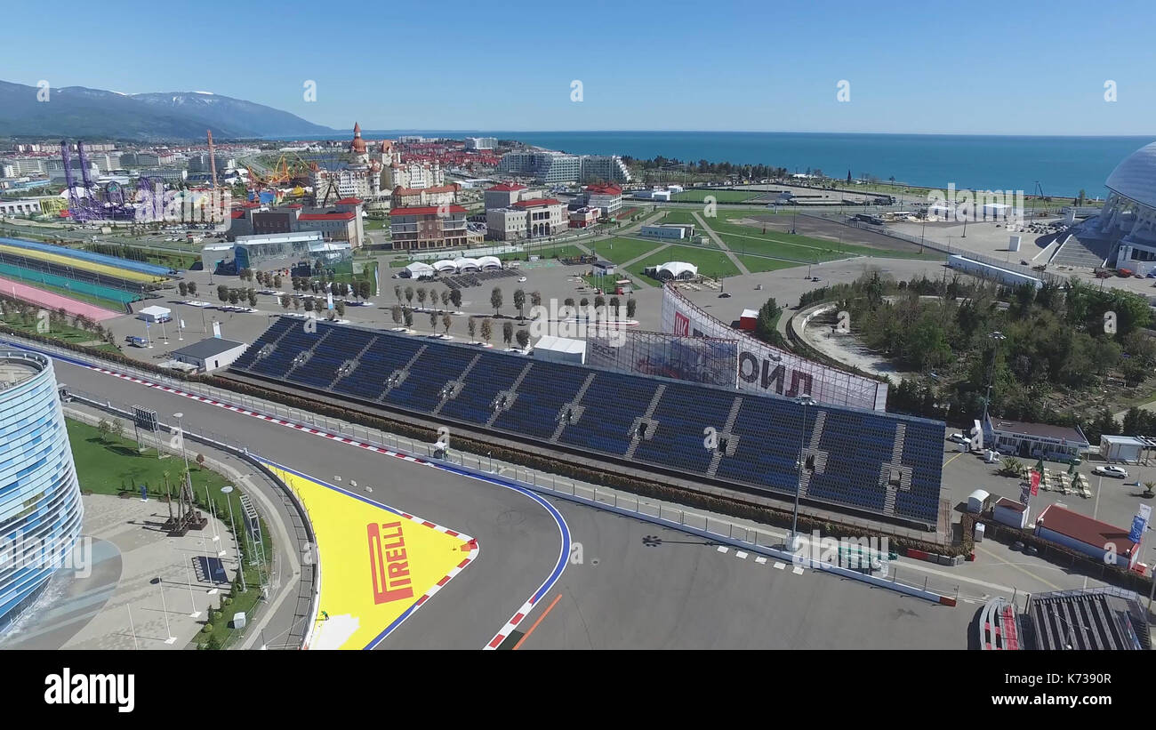 The formula 1 track in Sochi, the Olympic village in Sochi. Building ...