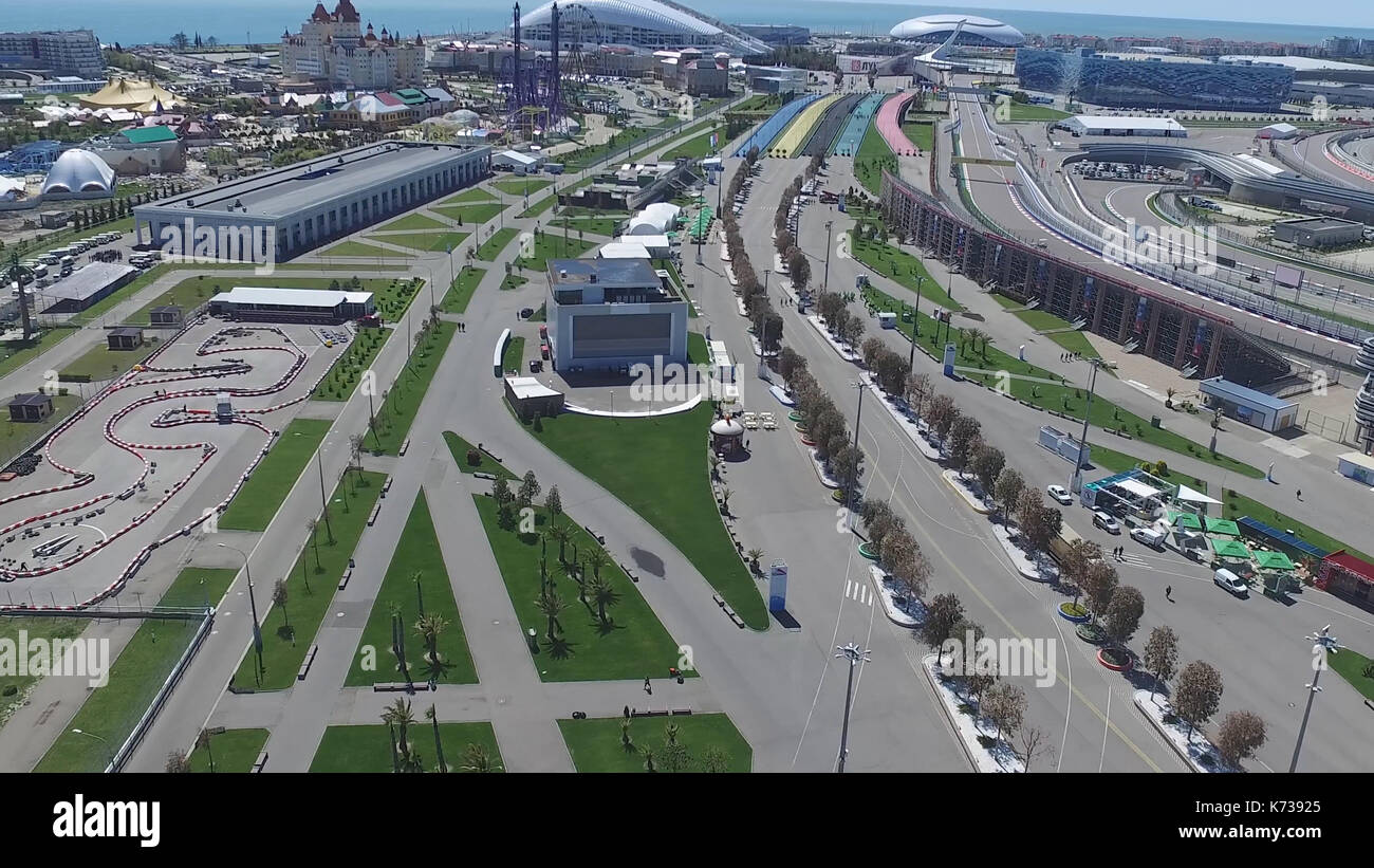 The formula 1 track in Sochi, the Olympic village in Sochi. Building ...