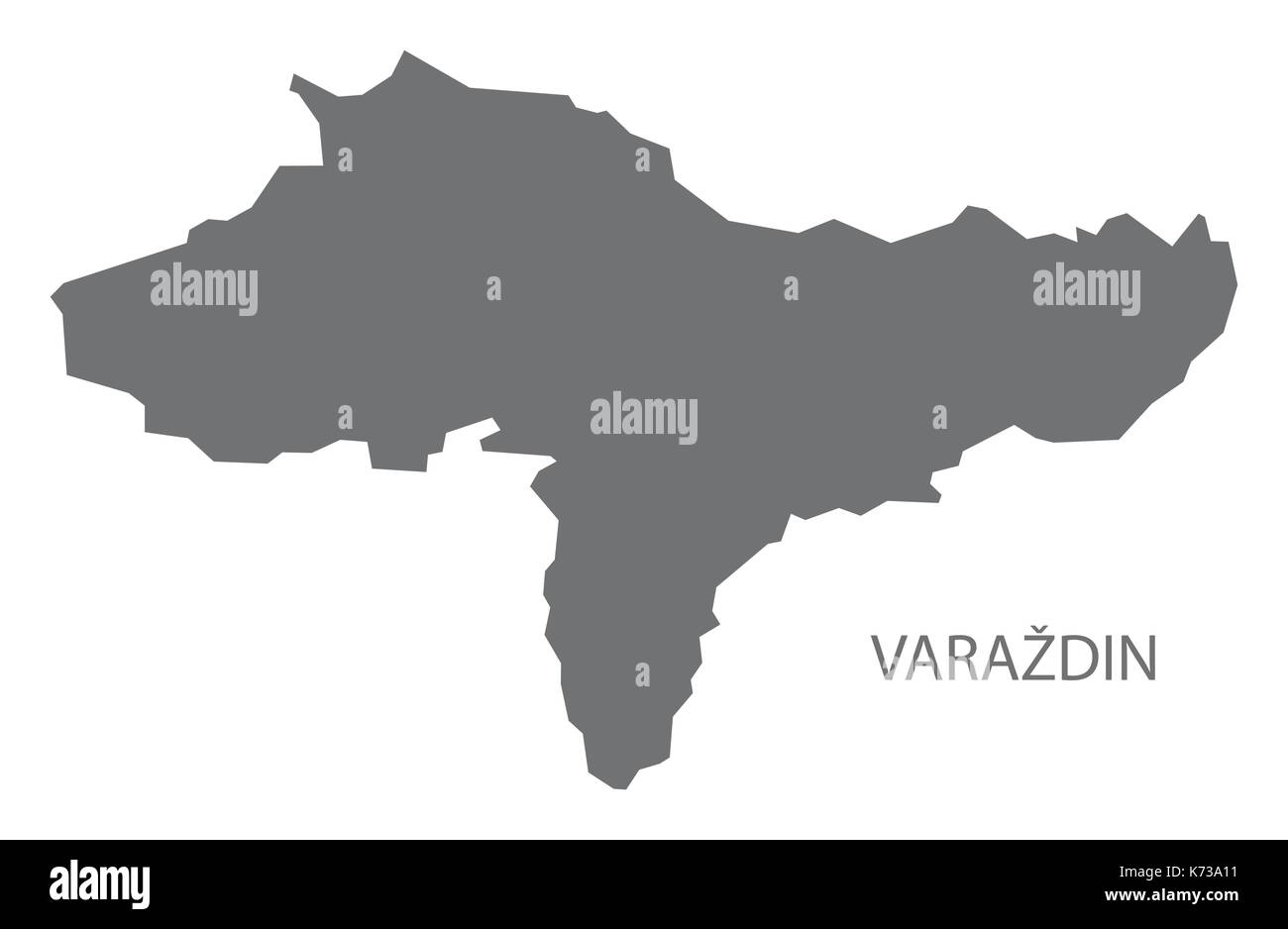 Varazdin Croatia county map grey illustration silhouette shape Stock ...