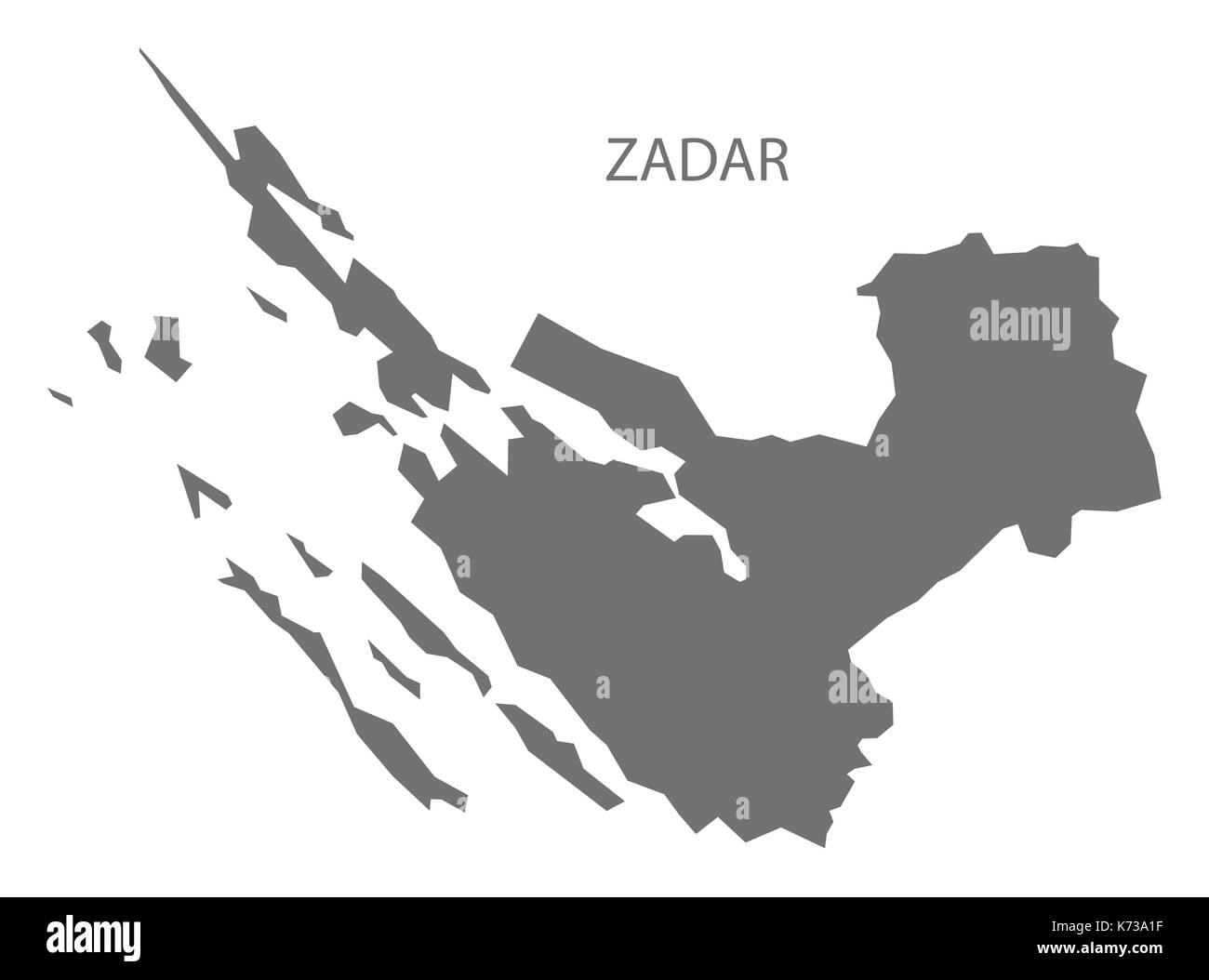Zadar Croatia county map grey illustration silhouette shape Stock ...