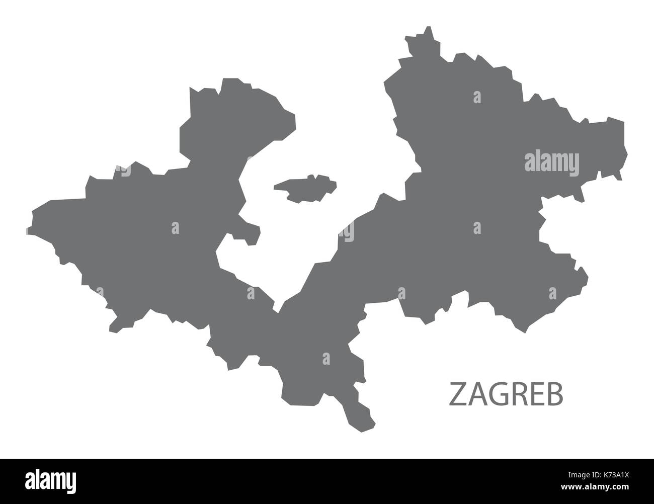 Zagreb Croatia county map grey illustration silhouette shape Stock ...