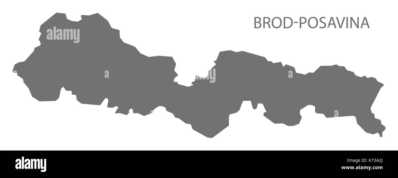 Brod-Posavina Croatia county map grey illustration silhouette shape ...