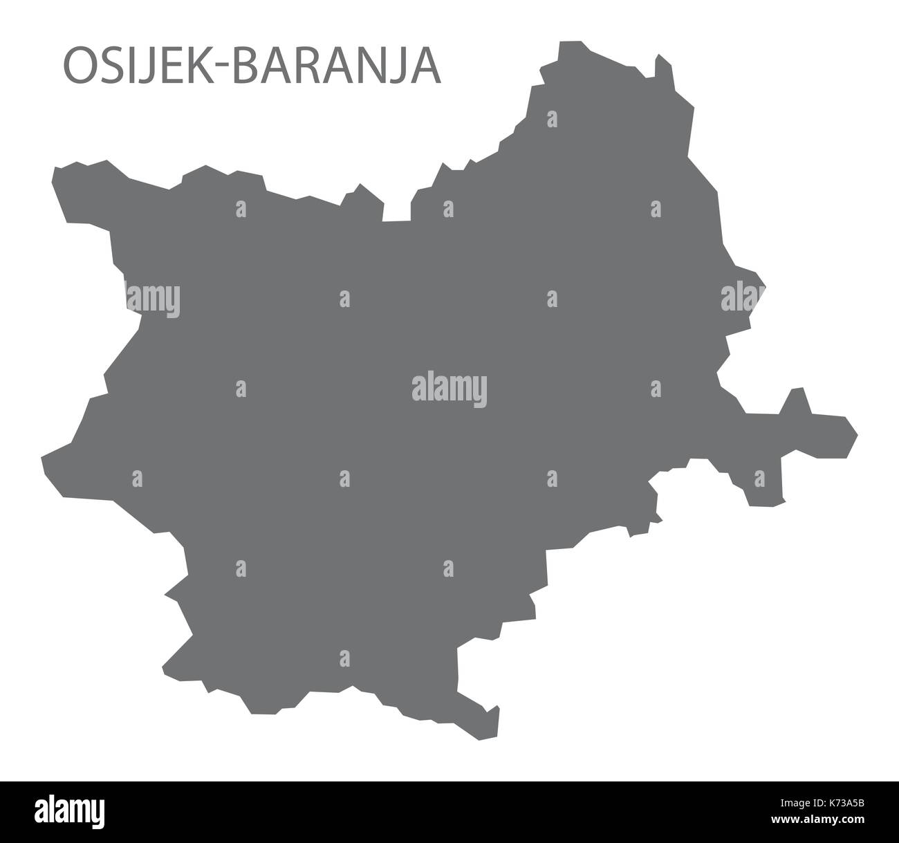 Osijek-Baranja Croatia county map grey illustration silhouette shape ...