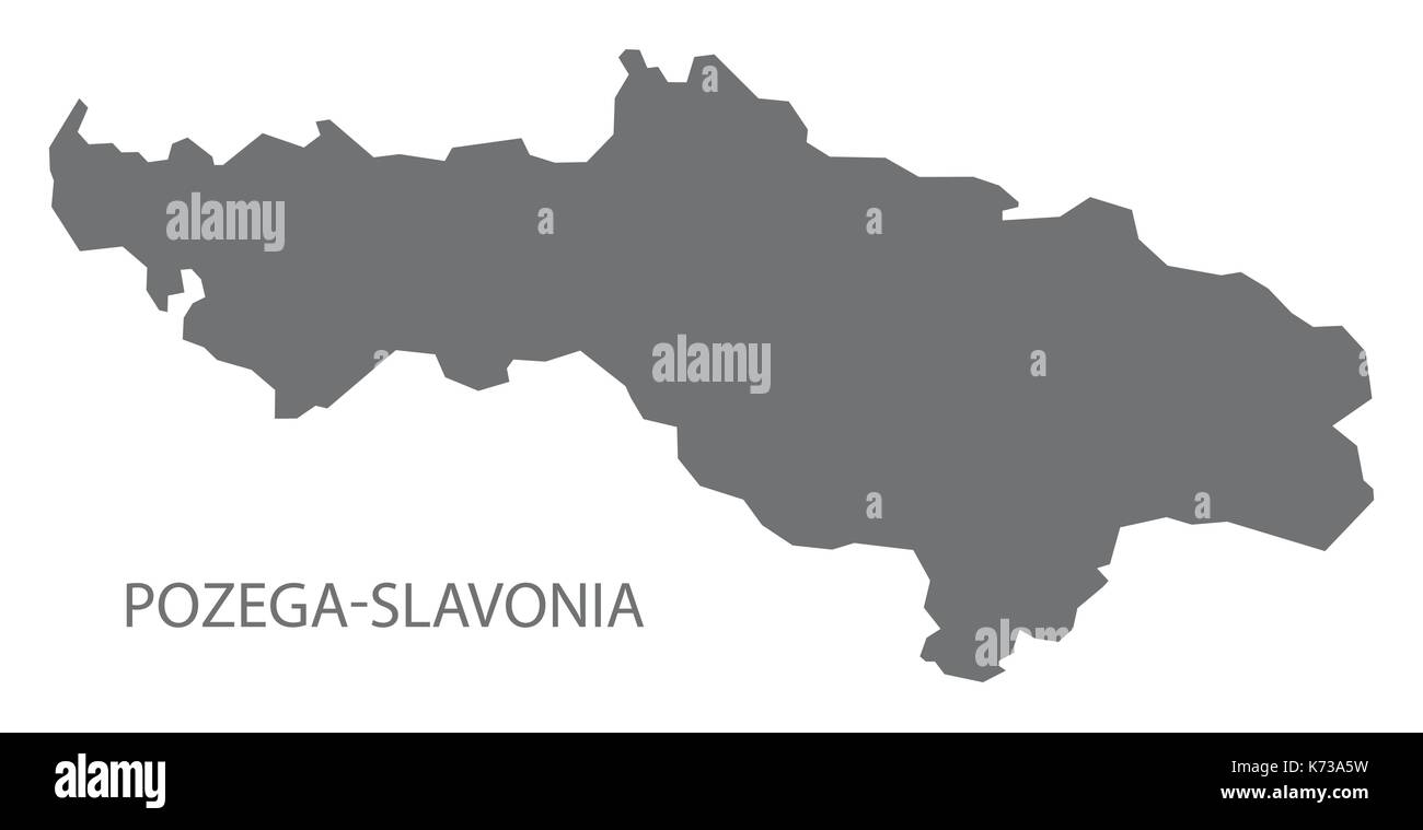 Pozega-Slavonia Croatia county map grey illustration silhouette shape ...