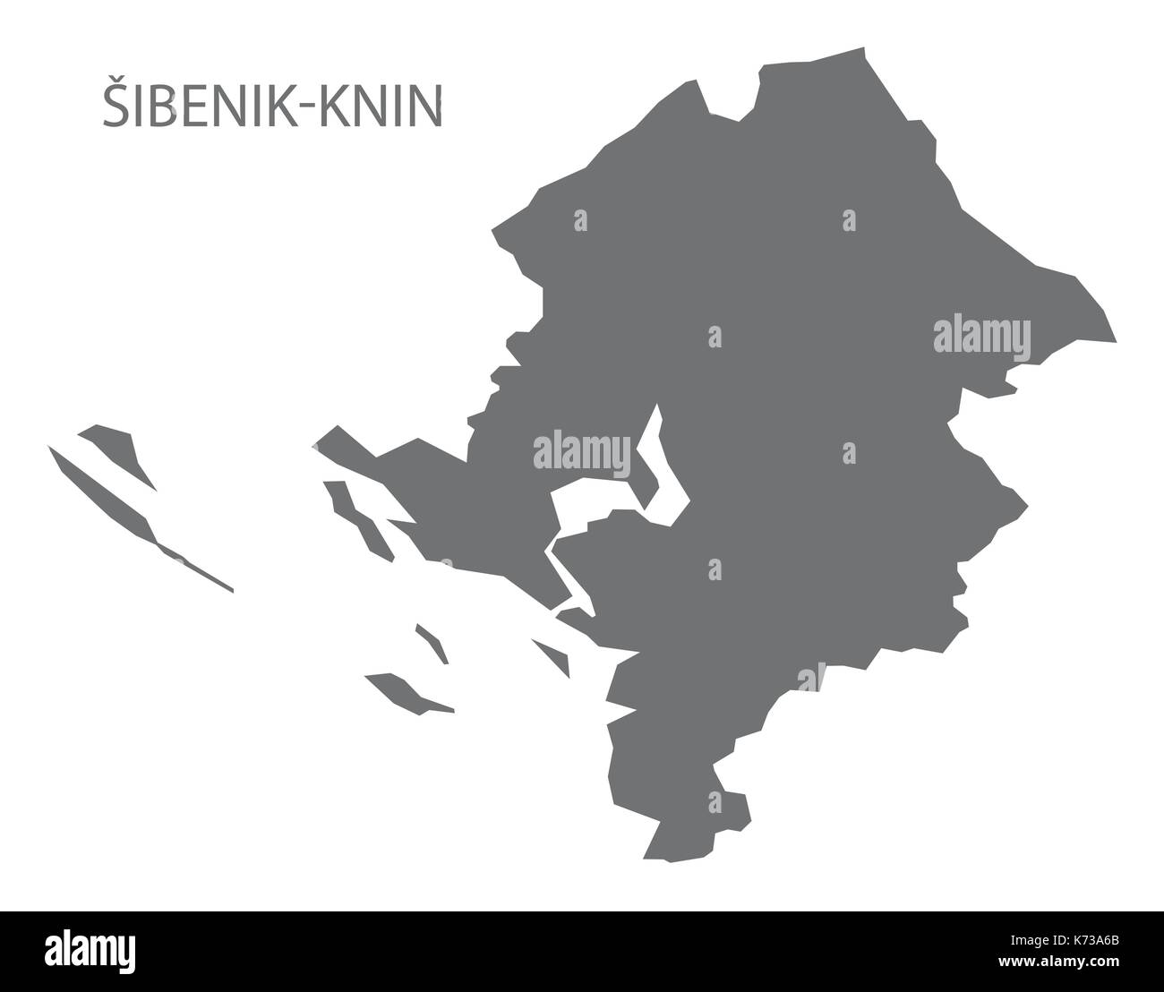 Sibenik-Knin Croatia county map grey illustration silhouette shape ...
