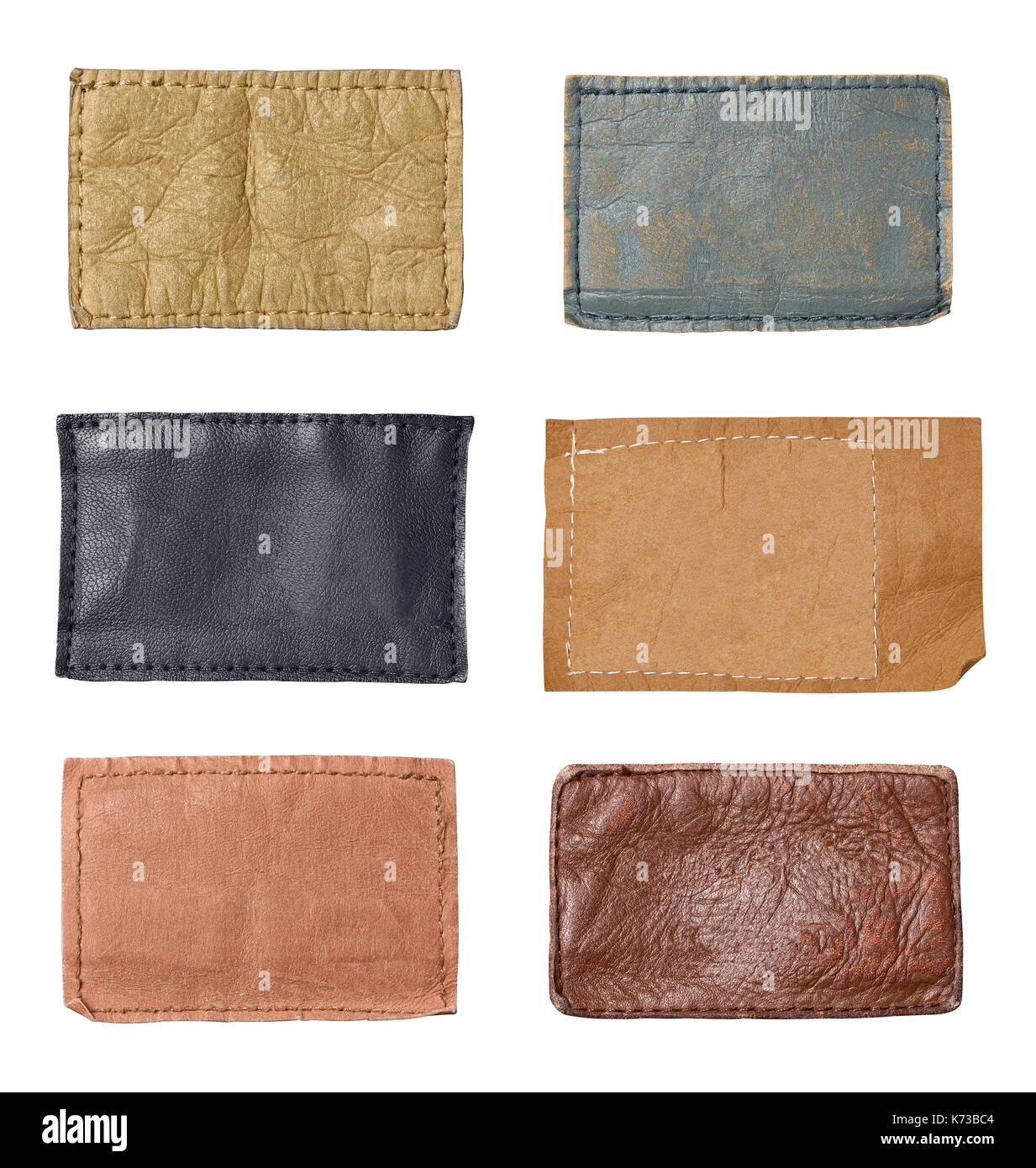 collection of various jeans labels on white background. each one is ...