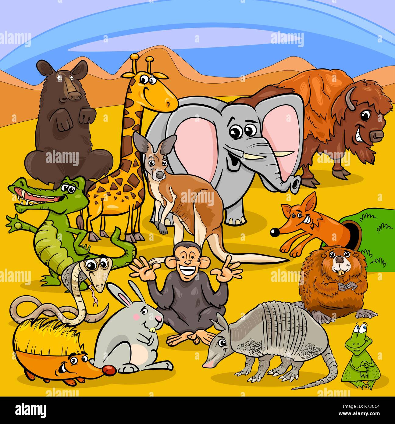 Cartoon Illustration of Comic Animal Characters Group Stock Vector ...