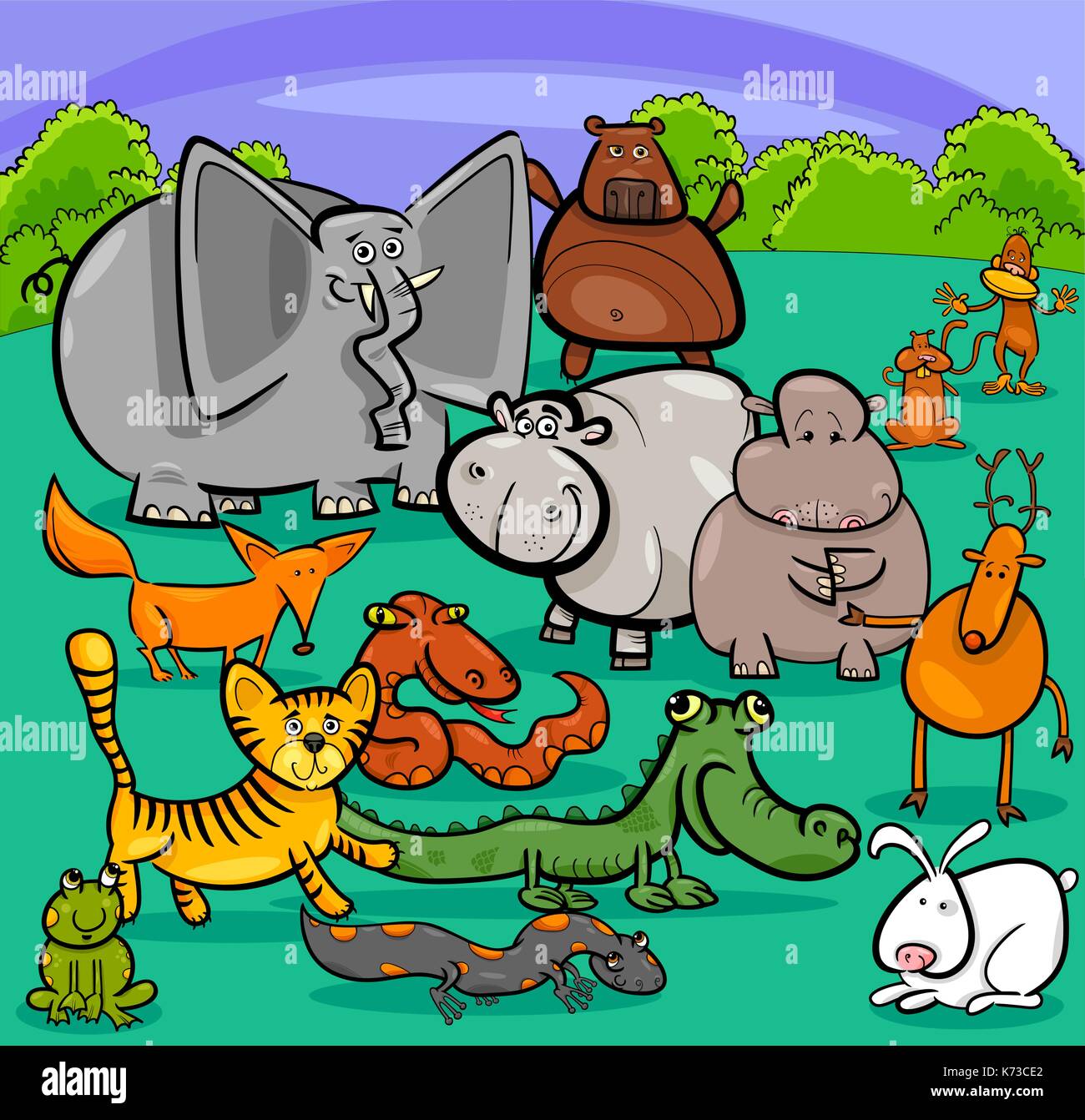 Cartoon Illustration of Cute Animal Characters Group Stock Vector Image ...