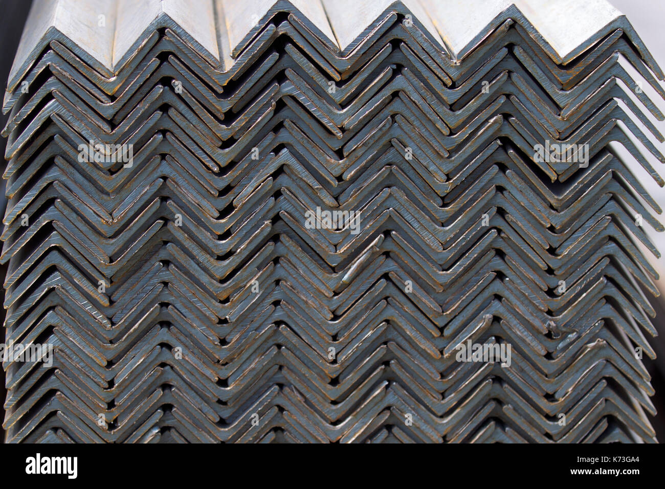 Metal profile angle in packs at the warehouse of metal products, Russia ...
