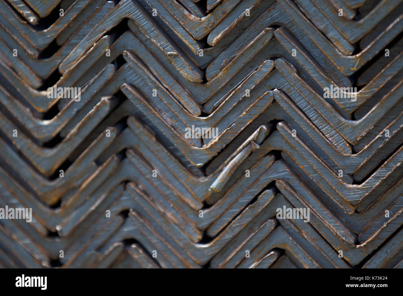 Metal profile angle in packs at the warehouse of metal products, Russia ...