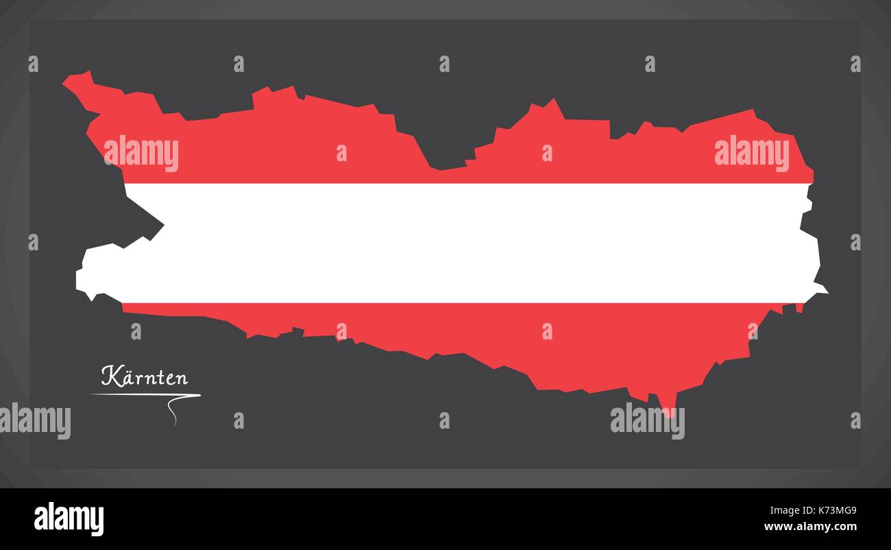 Kaernten map of Austria with Austrian national flag illustration Stock ...
