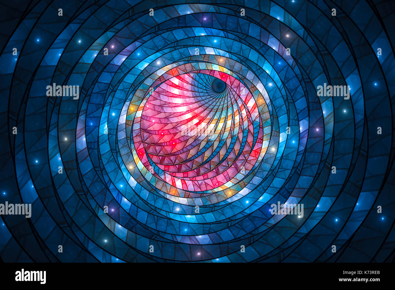 Colorful glowing stained-glass, computer generated abstract background ...