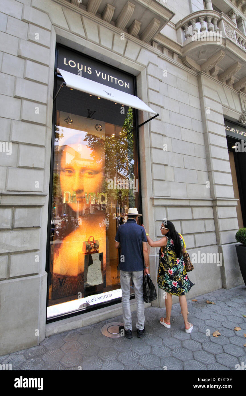 Advertising at shop, Passeig de Gracia, Barcelona, Catalonia, Spain ...