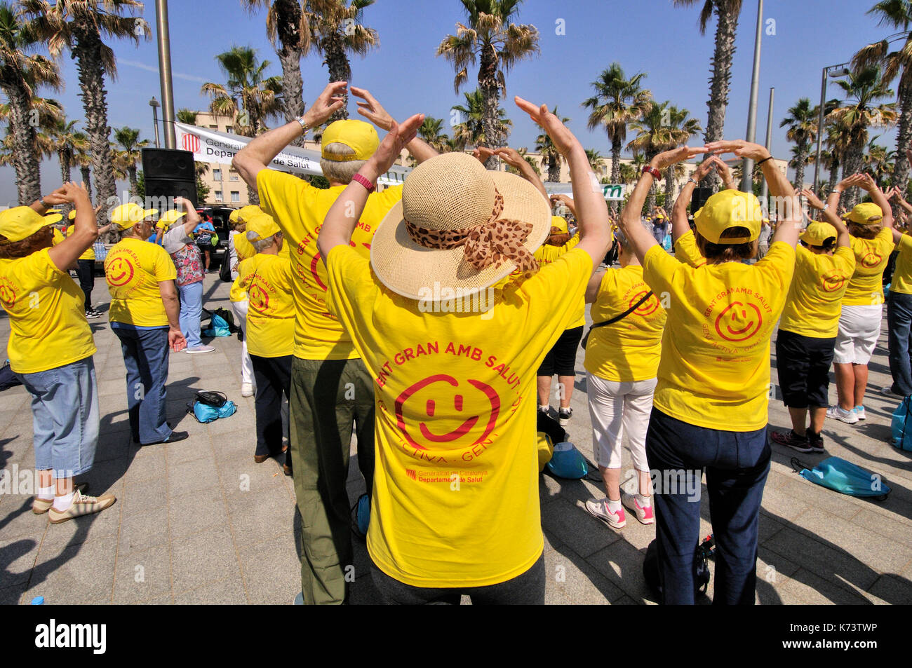 Senior people making exercise Stock Photo - Alamy