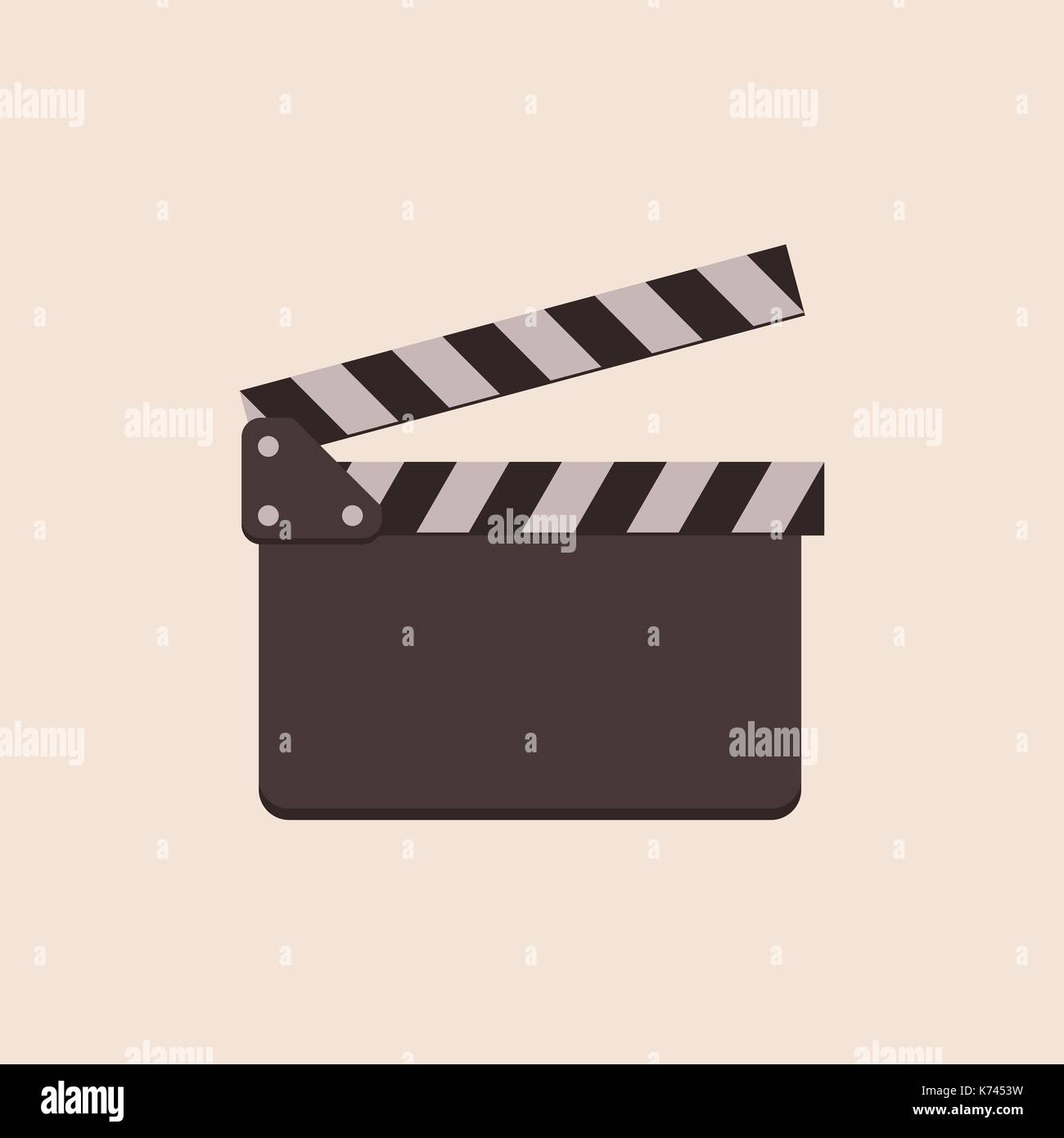 Brown clapboard on the beige background. Elegant clapper slate ...