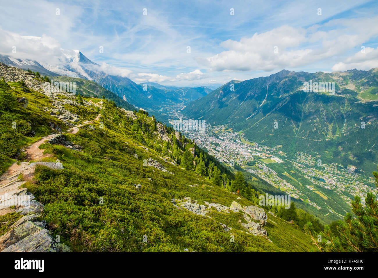 Summer hiking above chamonix mont blanc valley hi-res stock photography ...