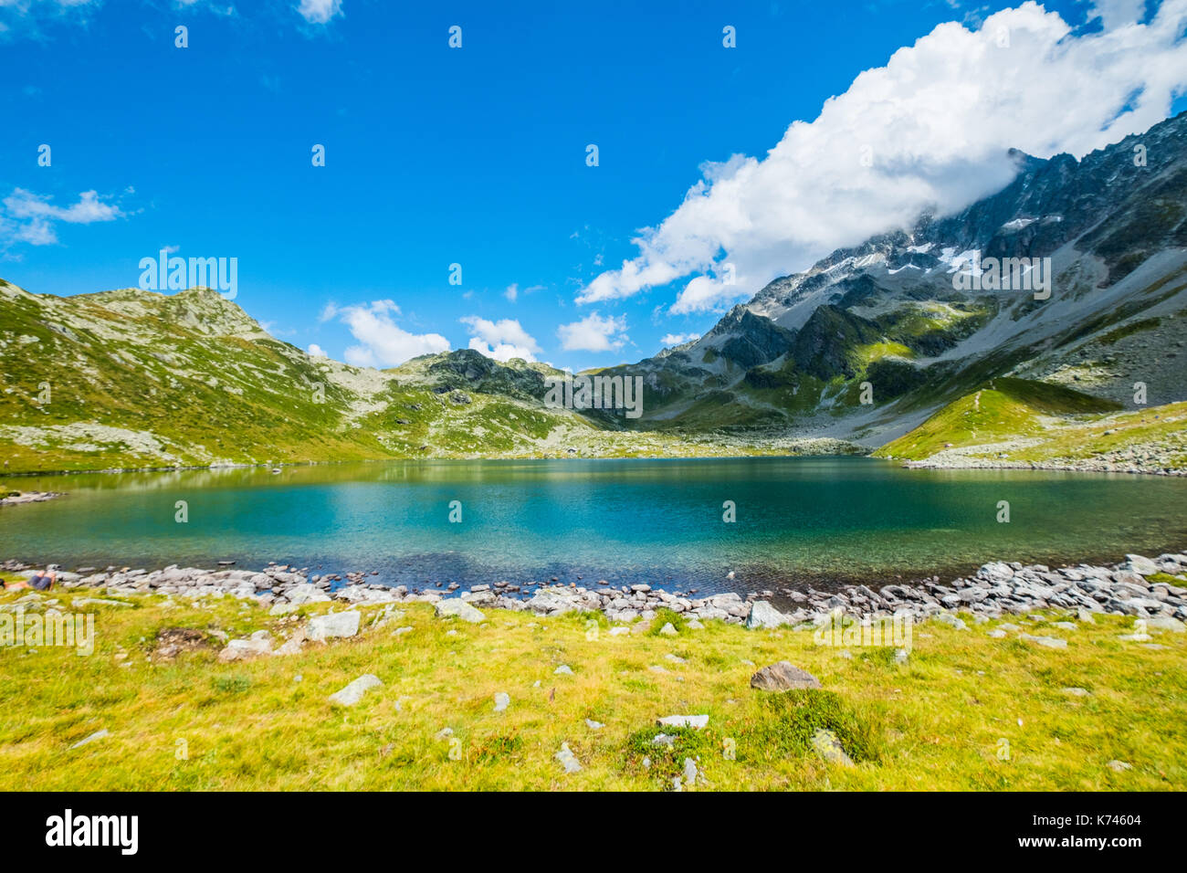 Mountain lake Lac Jovet, Les Contamines, France Stock Photo - Alamy