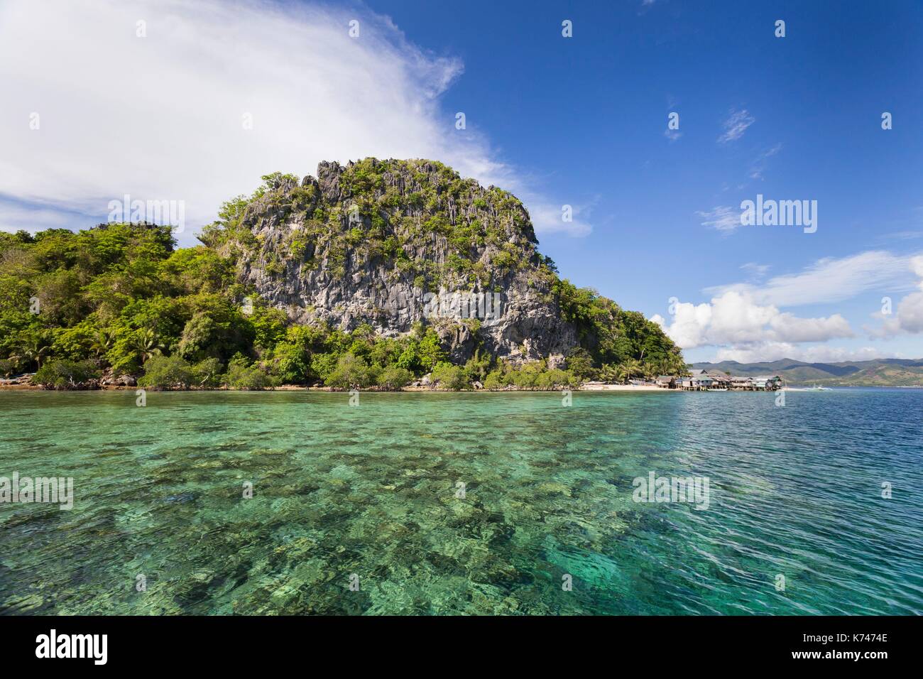 Philippines, Palawan, Taytay Bay, Talacanen Island surrounded by coral ...