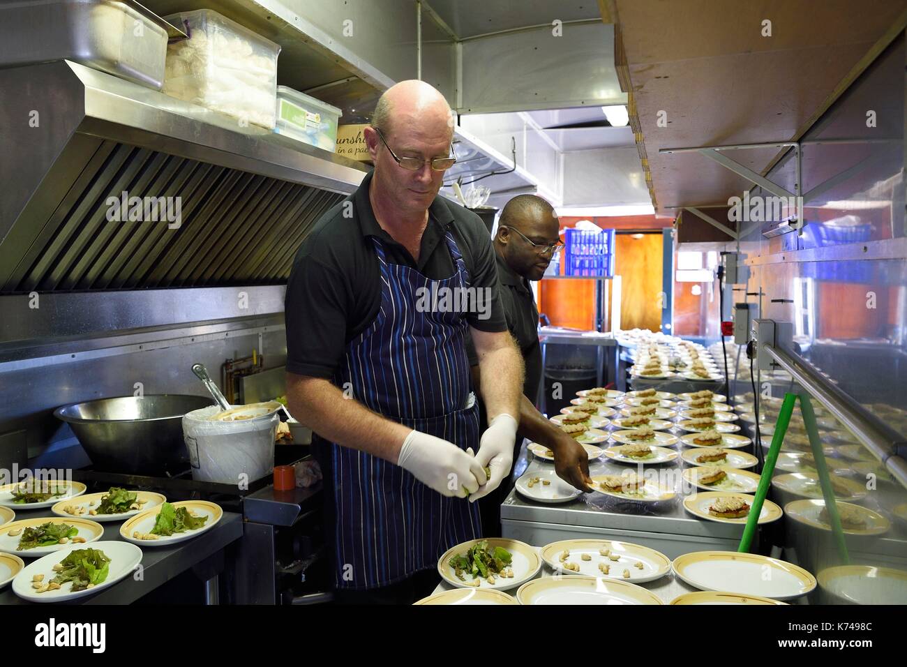 Namibia, Erongo region, the Shongololo express train, the two chefs in ...