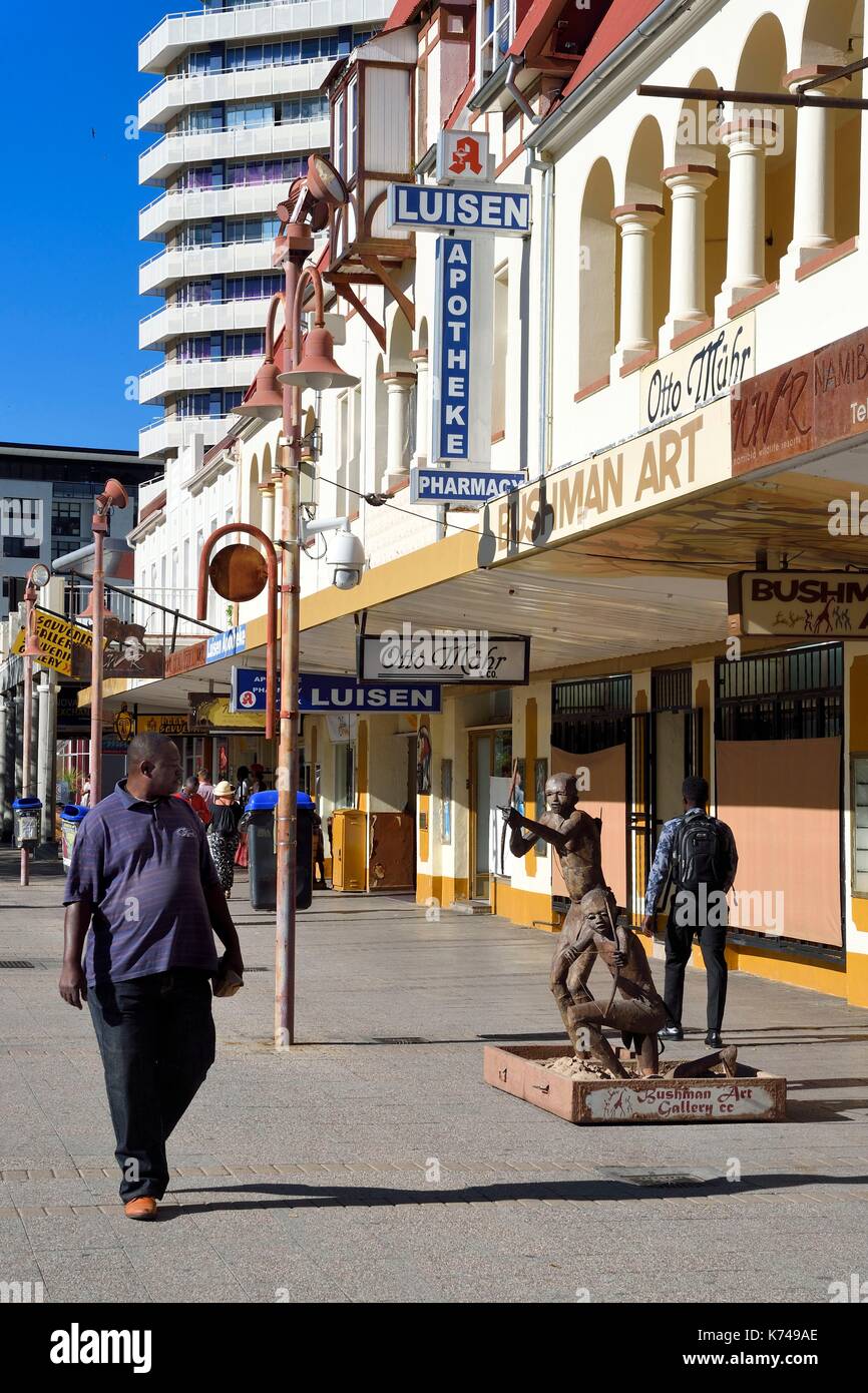Namibia, Khomas region, Windhoek, Independence Avenue and its buildings ...