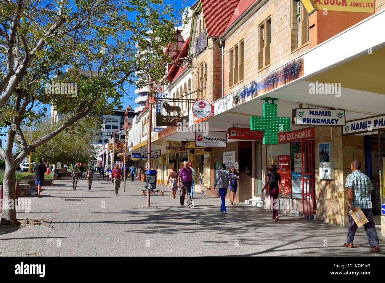 Namibia, Khomas region, Windhoek, Independence Avenue and its buildings ...