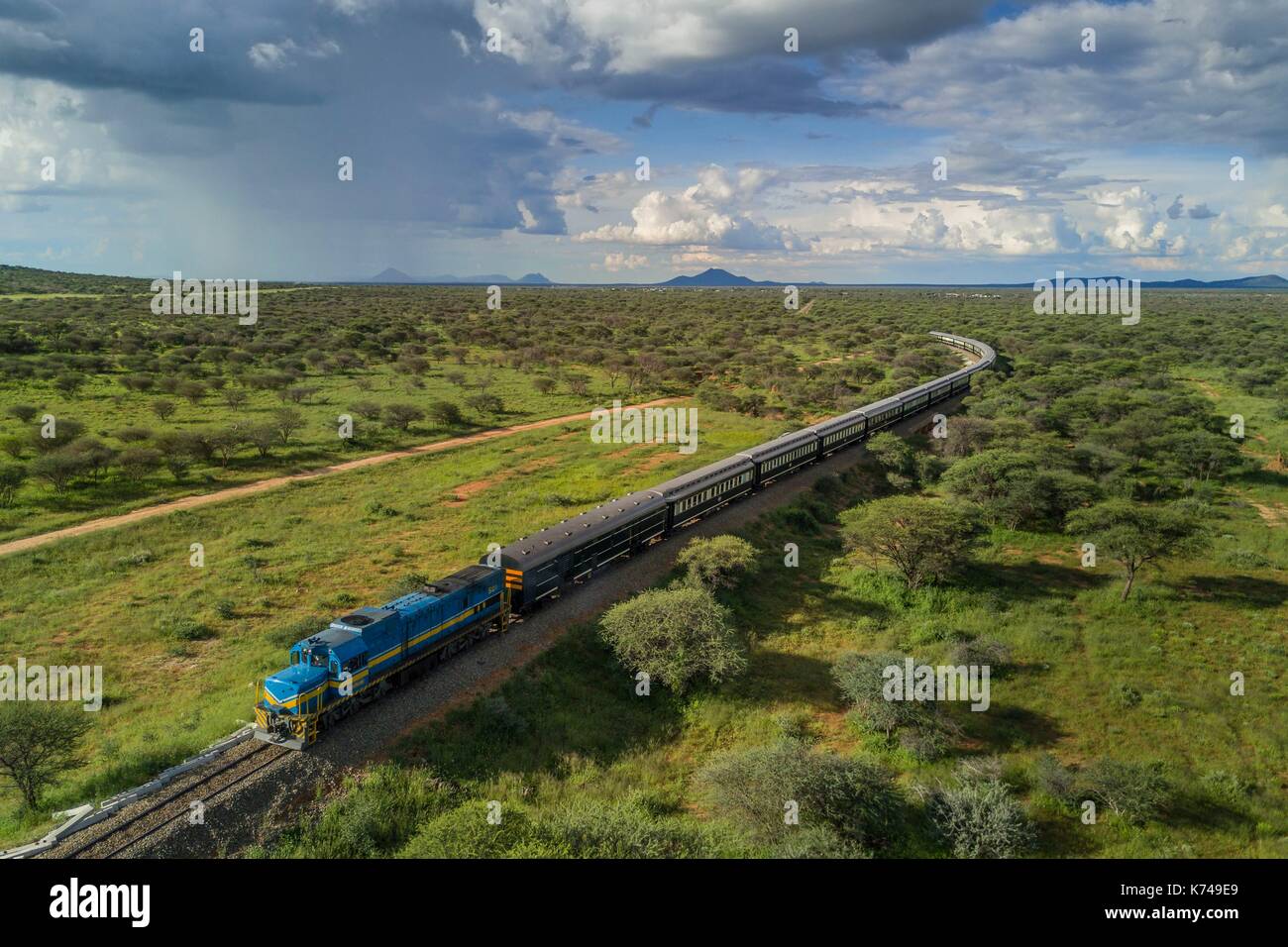Namibia, Otjozondjupa region, the Shongololo express train crossing the ...