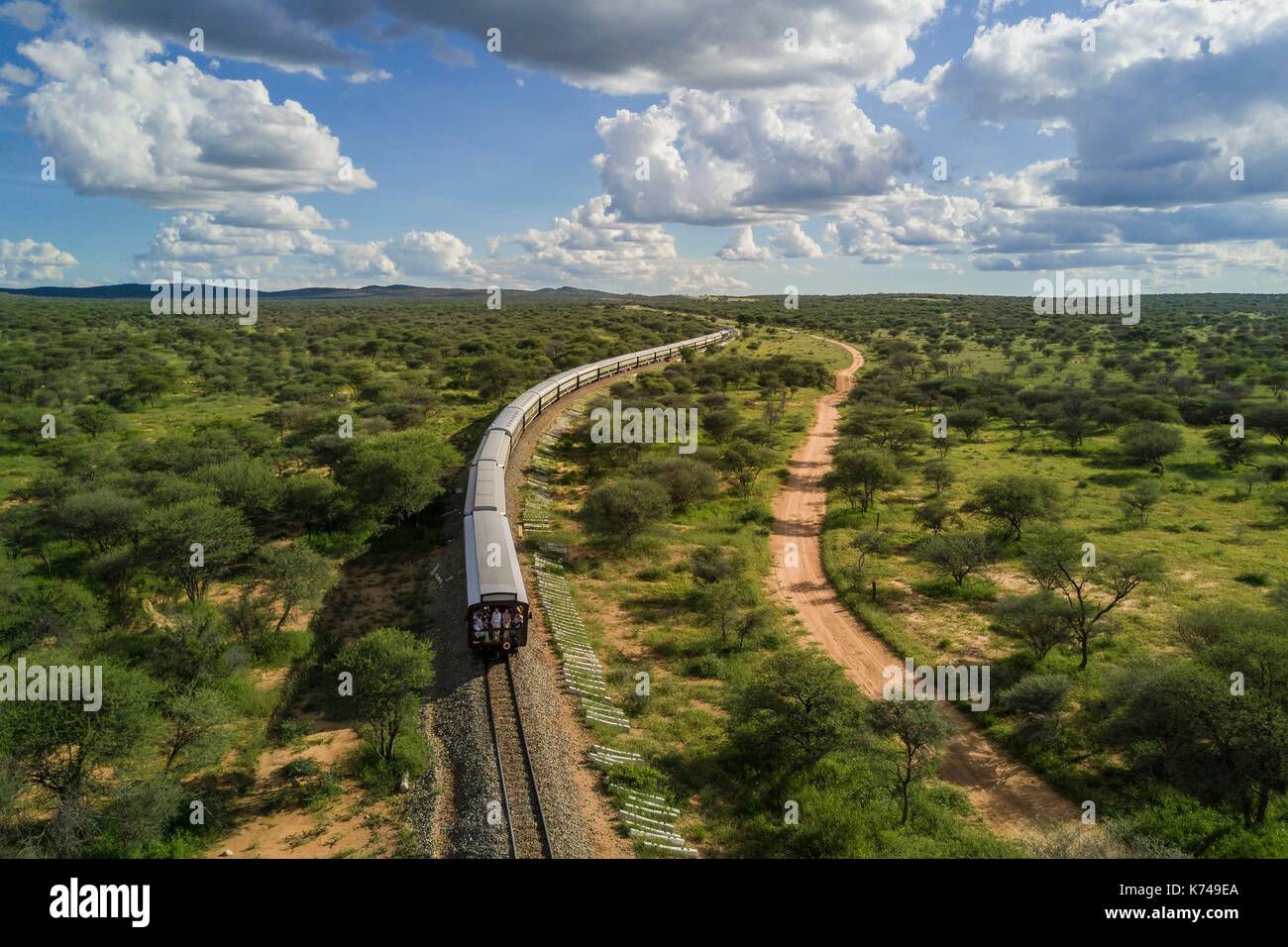Namibia, Otjozondjupa region, the Shongololo express train crossing the ...