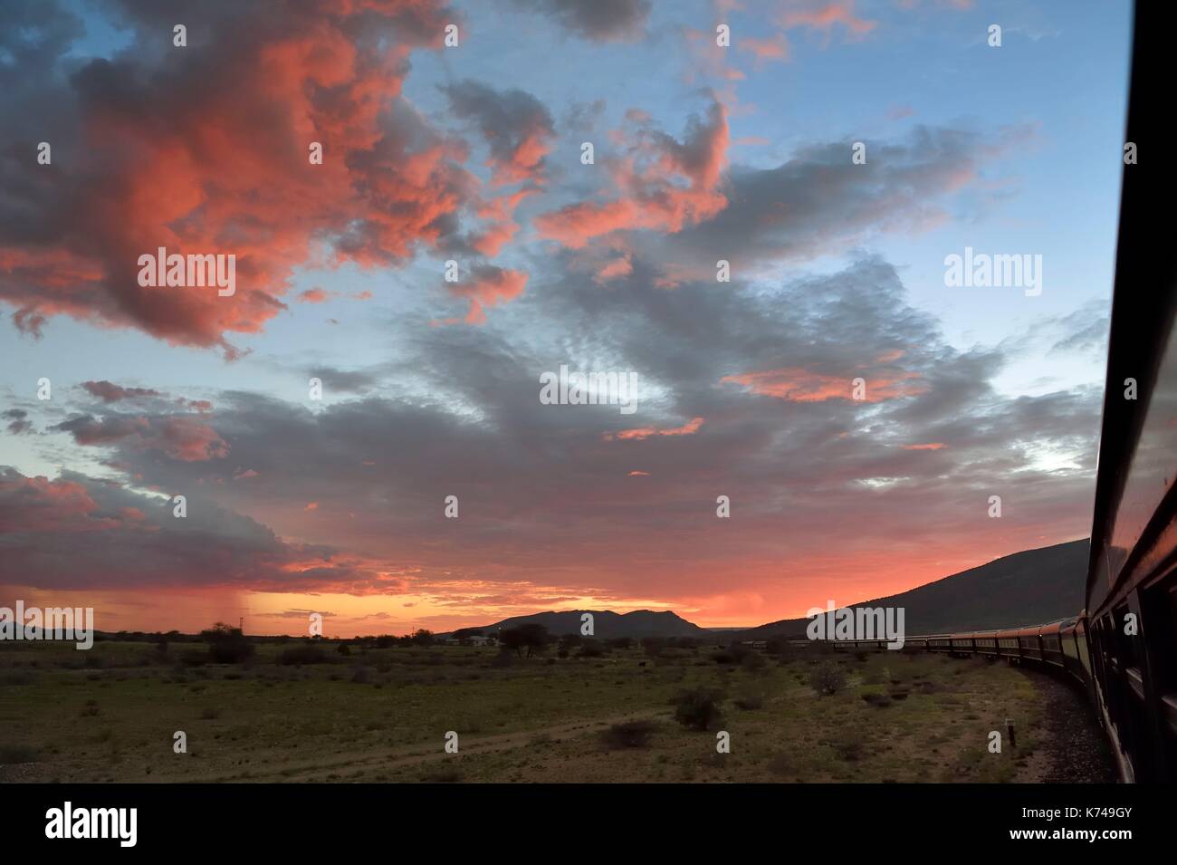 Namibia, Erongo region, the Shongololo express train crossing the ...