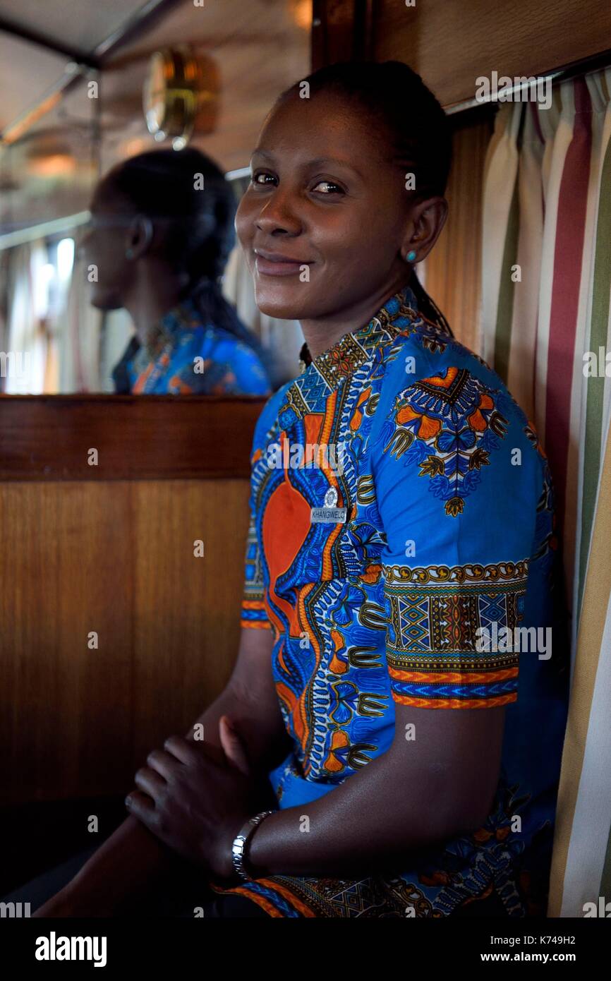 Namibia, Erongo region, the Shongololo express train, train crew Stock ...