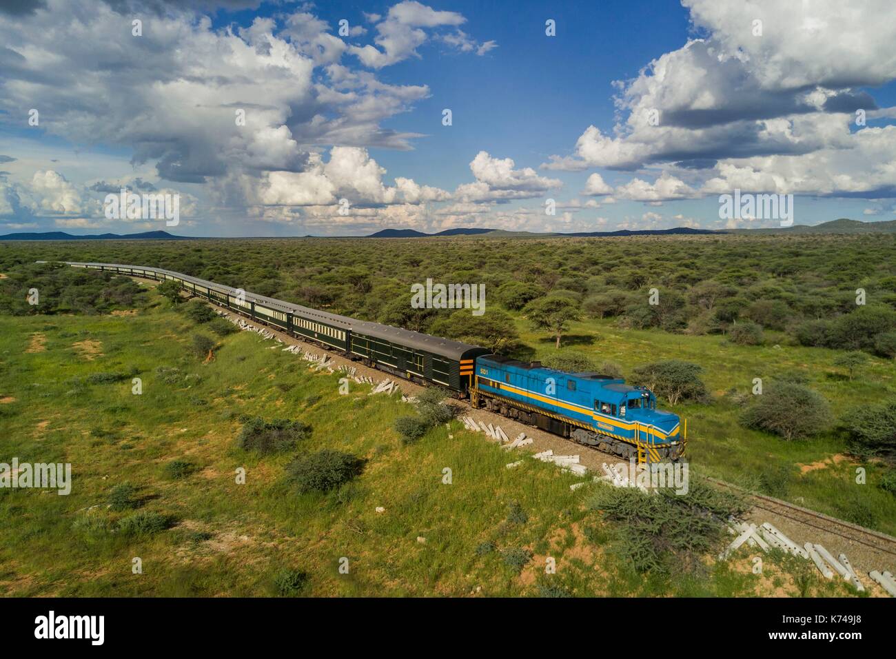 Namibia, Otjozondjupa region, the Shongololo express train crossing the ...