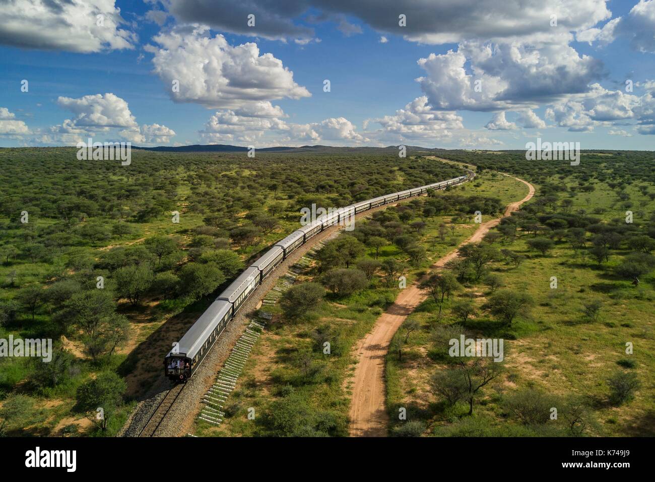Namibia, Otjozondjupa region, the Shongololo express train crossing the ...