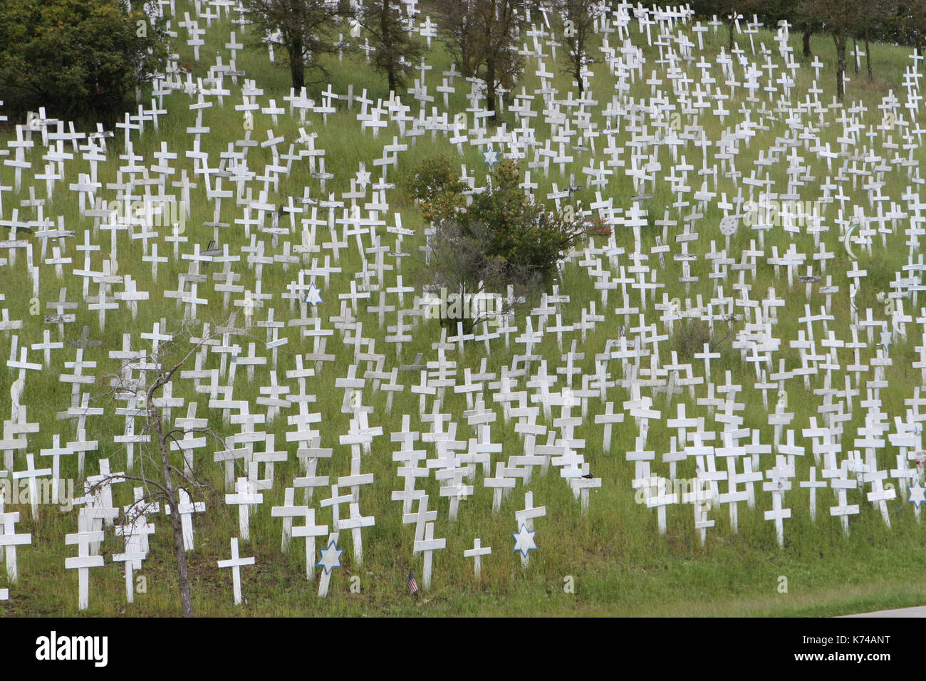 White Cross Memorial on Hillside in Northern California Stock Photo - Alamy