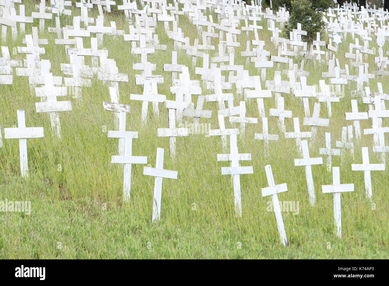 White Cross Memorial on Hillside in Northern California Stock Photo - Alamy
