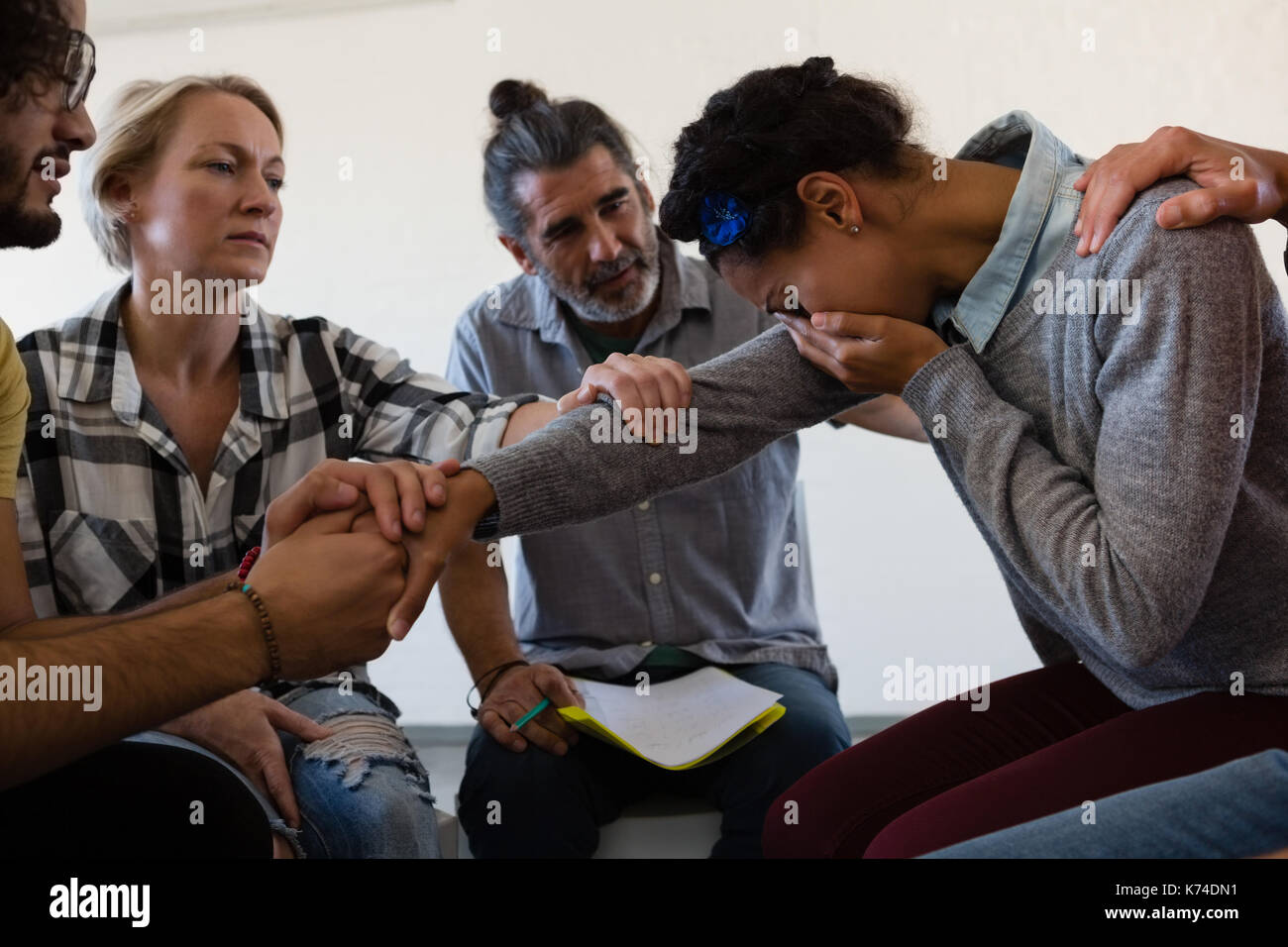 Sad man 30s group friends hi-res stock photography and images - Alamy