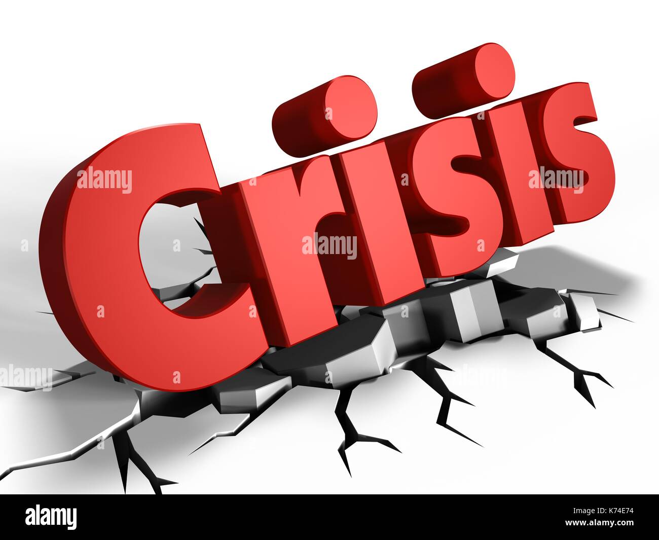 3d illustration of crisis with crack over white background Stock Photo ...