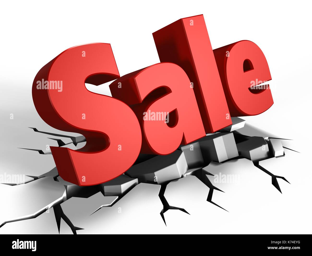 3d illustration of sale with crack over white background Stock Photo ...