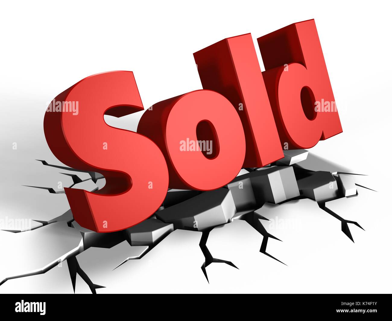 3d illustration of sold with crack over white background Stock Photo ...