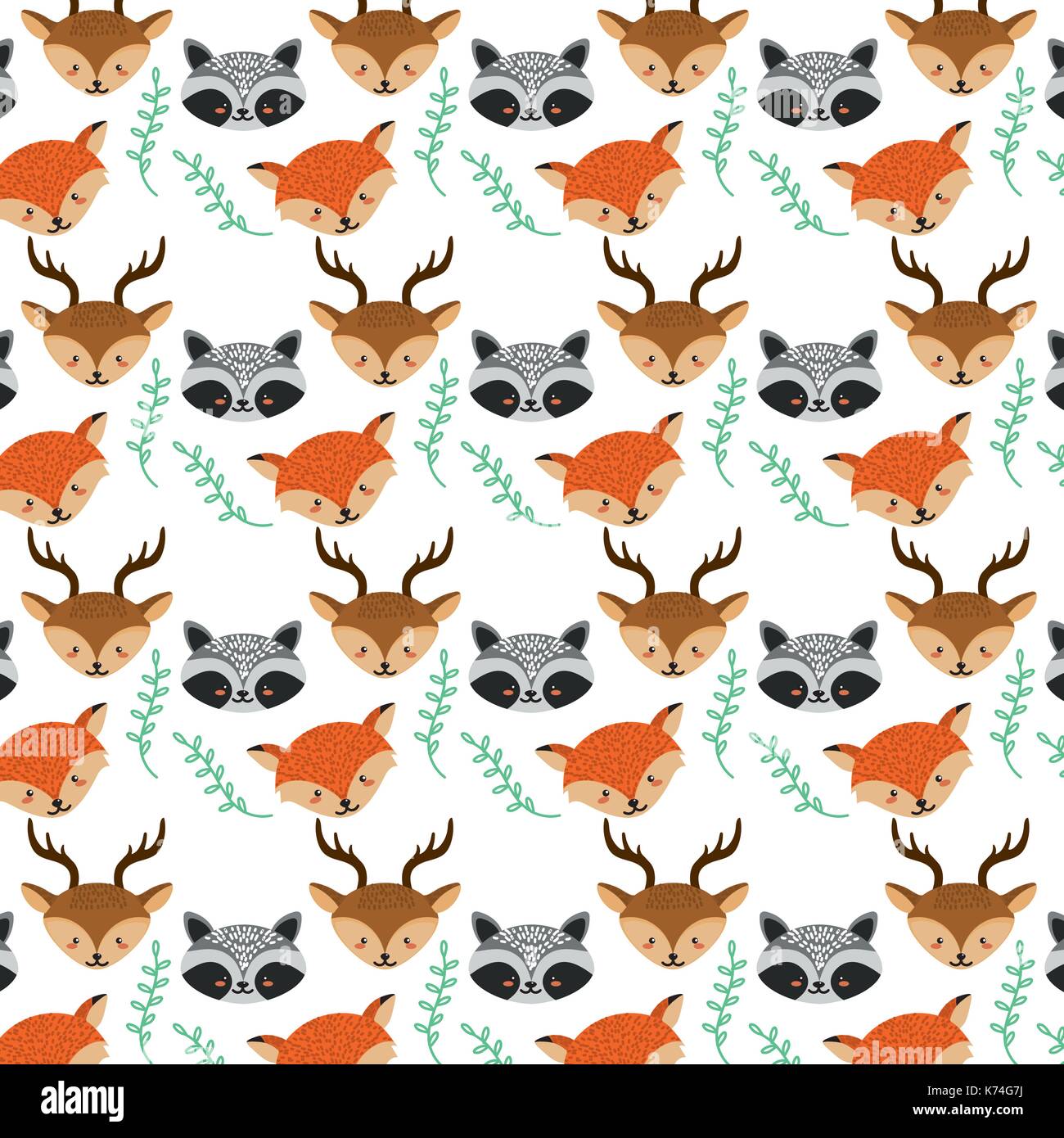 set cute animals head background design Stock Vector Image & Art - Alamy