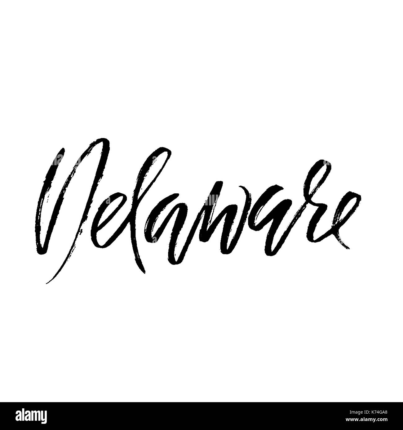 Delaware. Modern dry brush lettering. Retro typography print. Vector ...