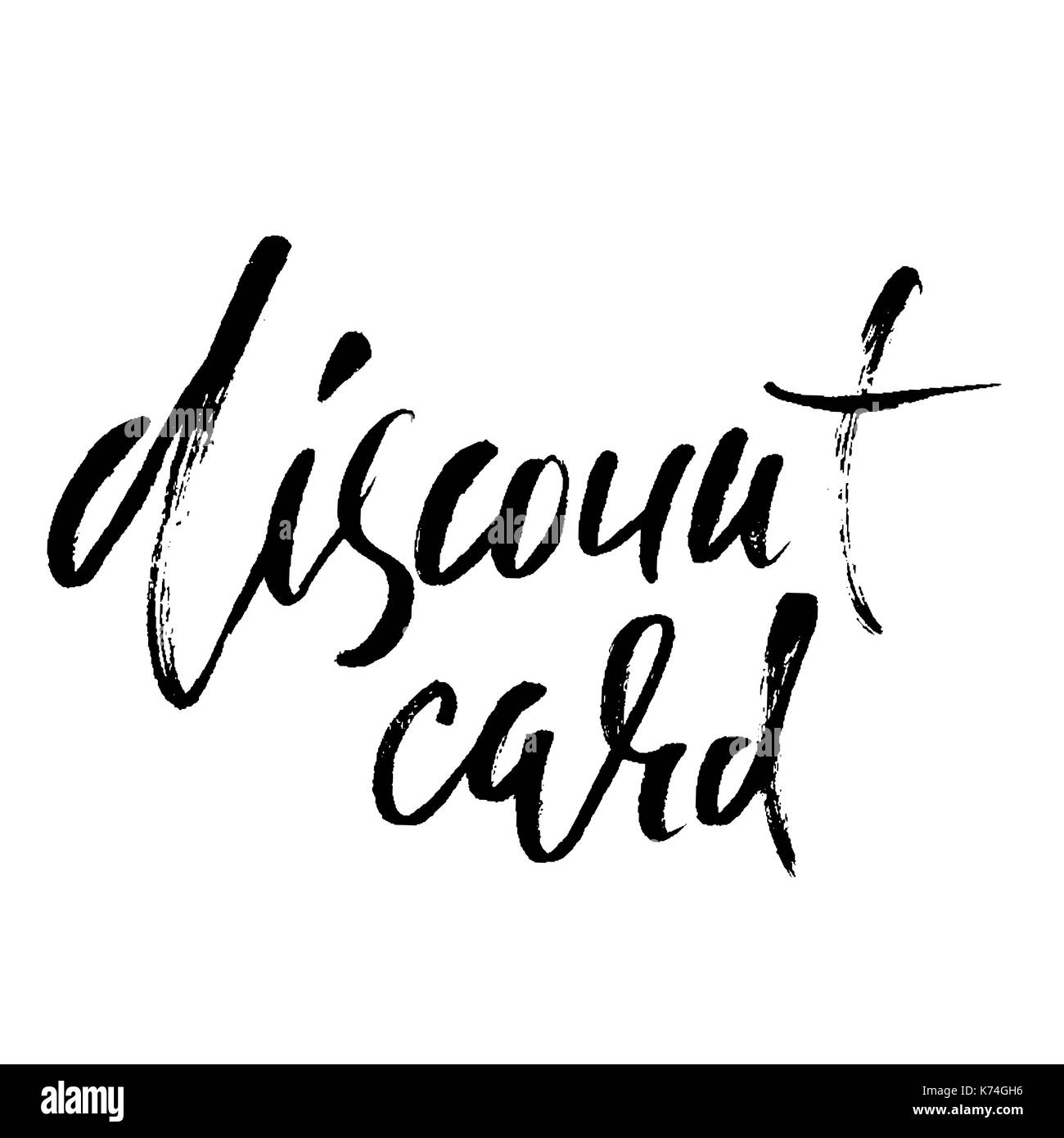 Discount card. Handwritten lettering. Grunge dry brush template ...