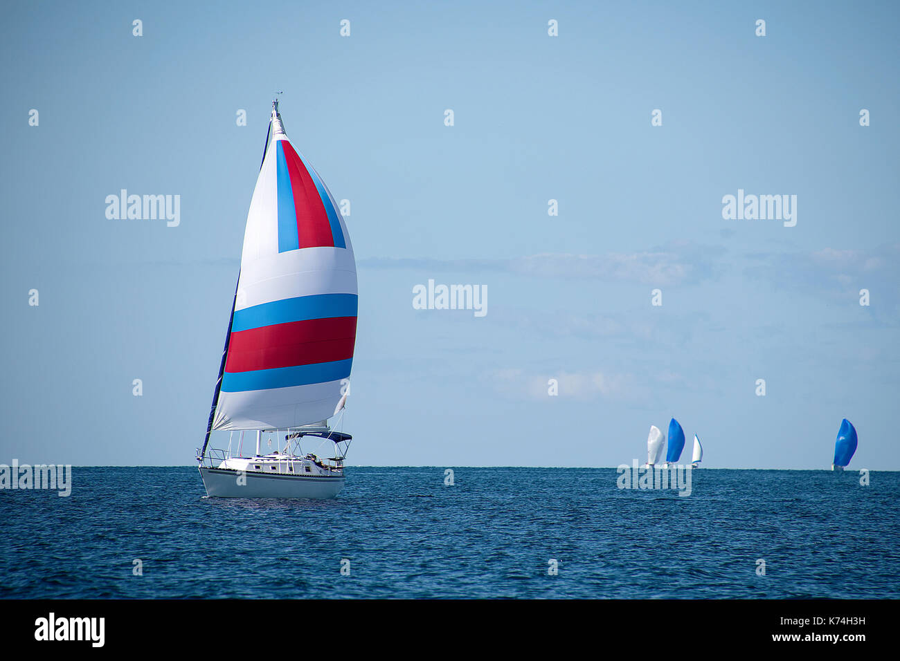 sailboat race with colorful spinnakers on Lake Michigan Stock Photo - Alamy