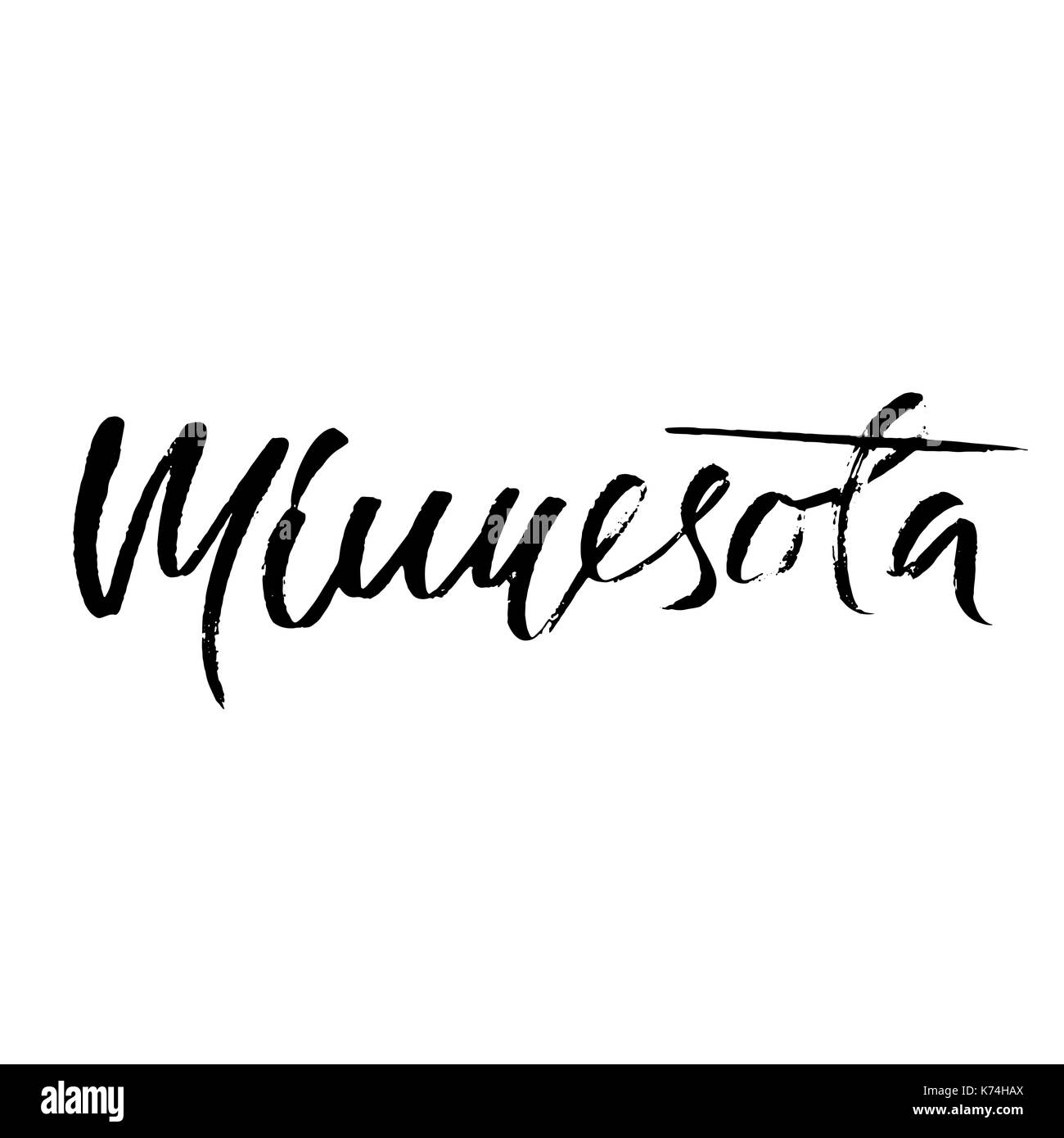 Minnesota. Modern dry brush lettering. Retro typography print. Vector ...