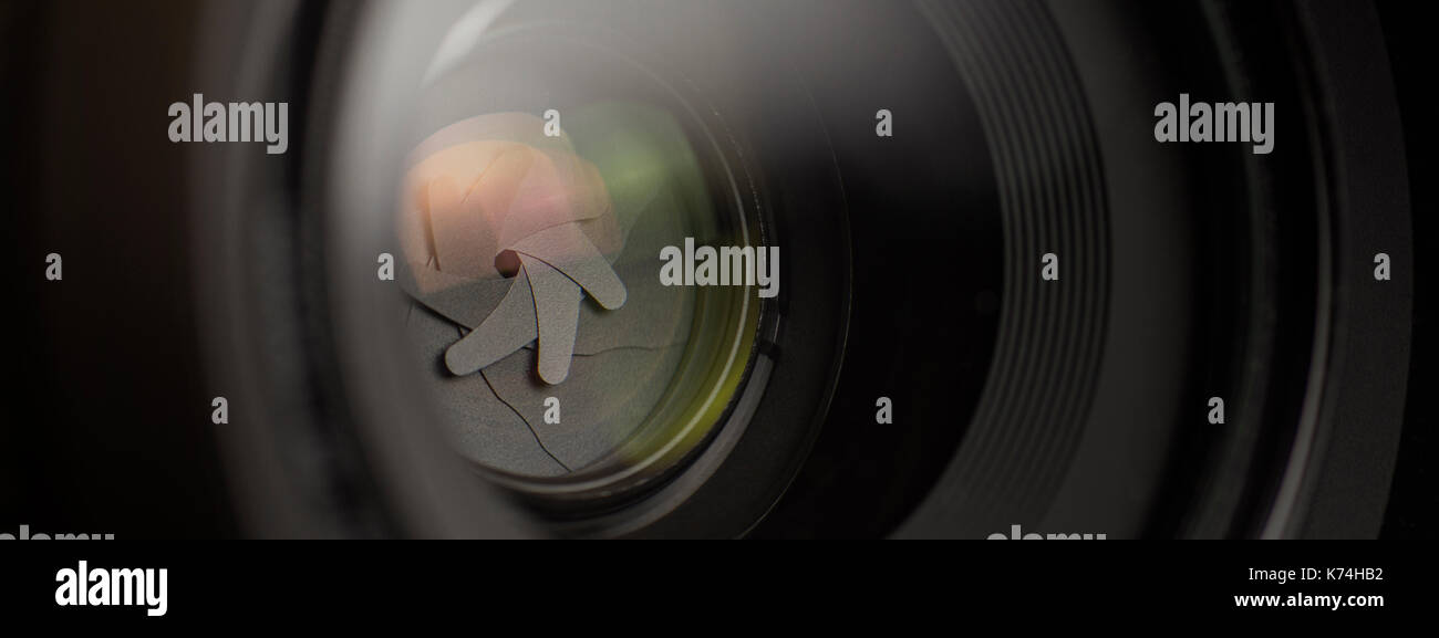 Camera Lens Close Up. DSLR Shutter Background Stock Photo - Alamy