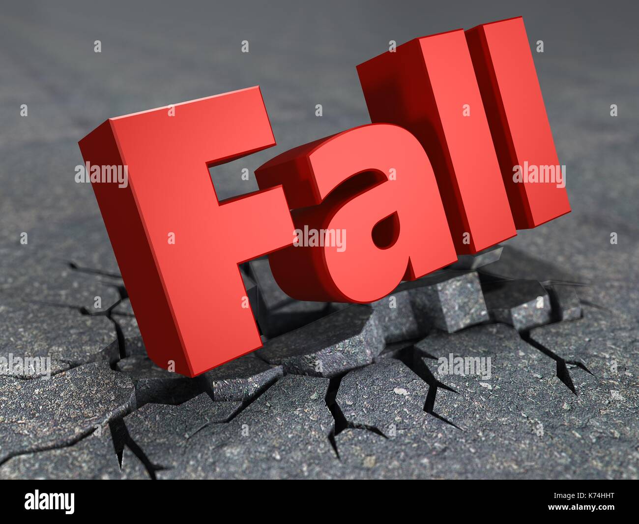 3d illustration of fall with crack over asphalt background Stock Photo ...