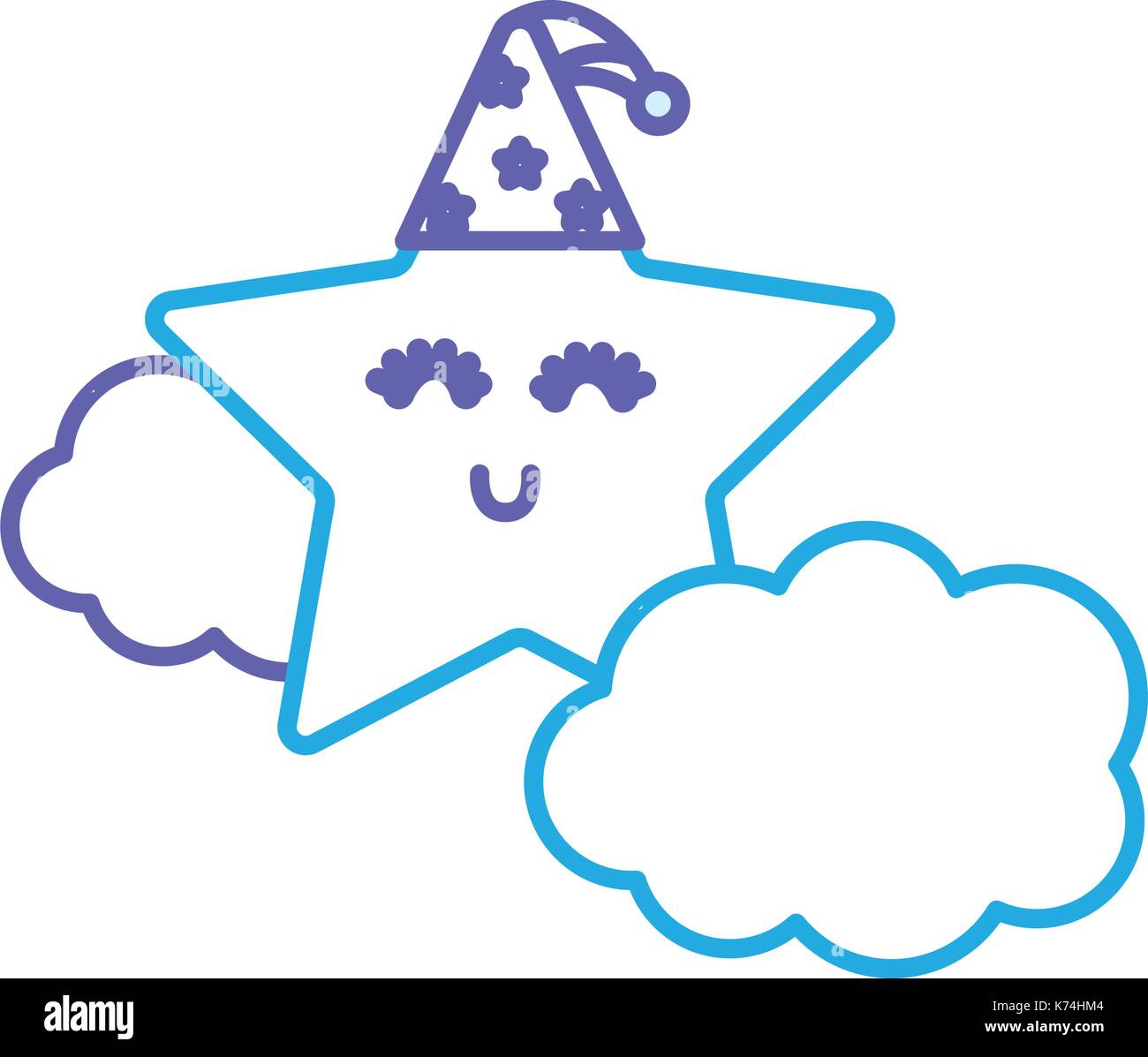 line cute star with cloud in the sky design Stock Vector Image & Art ...